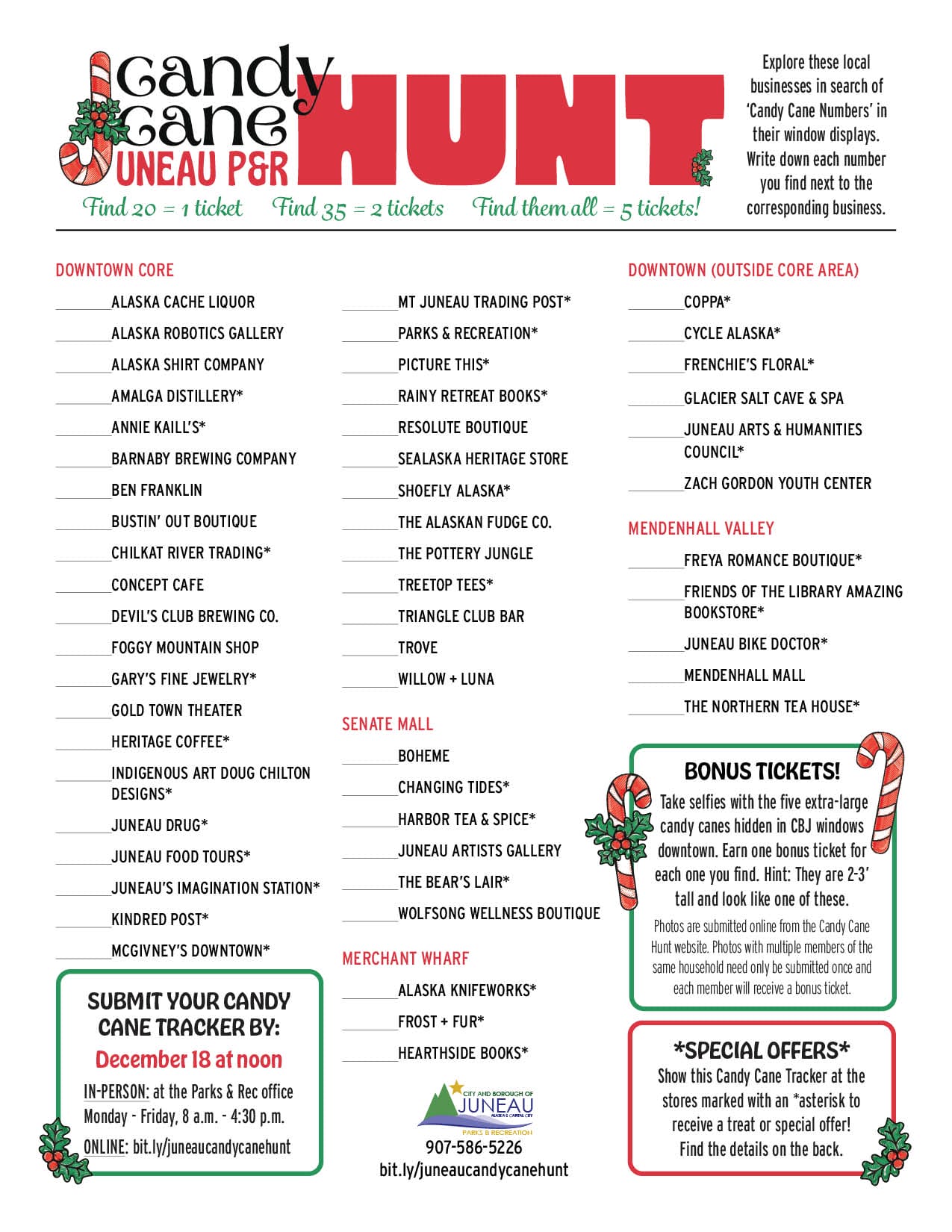 Parks & Recreation Candy Cane Hunt – City and Borough of Juneau